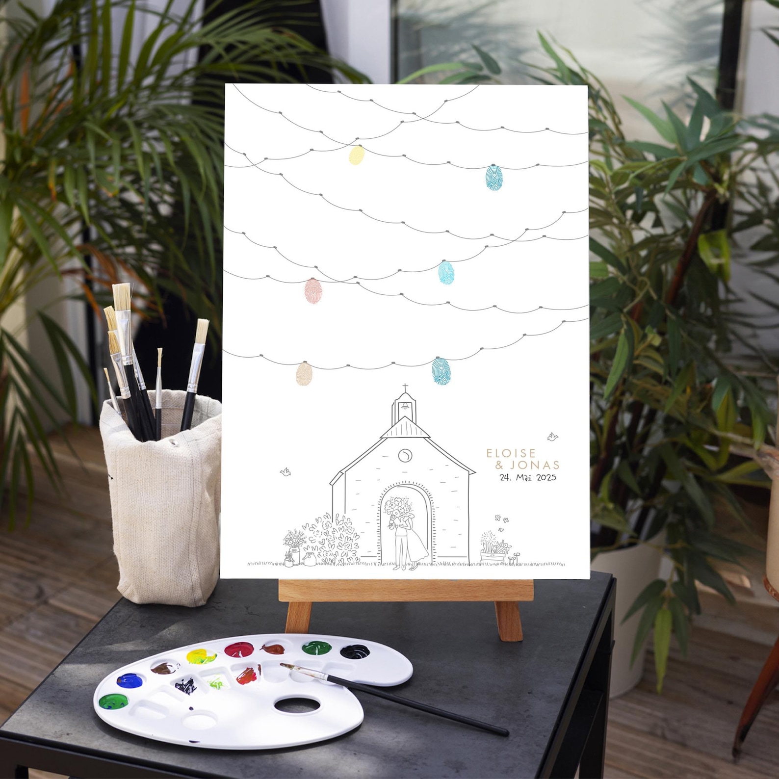Personalized Fingerprint Guest Tree With Church Design, Wedding ...