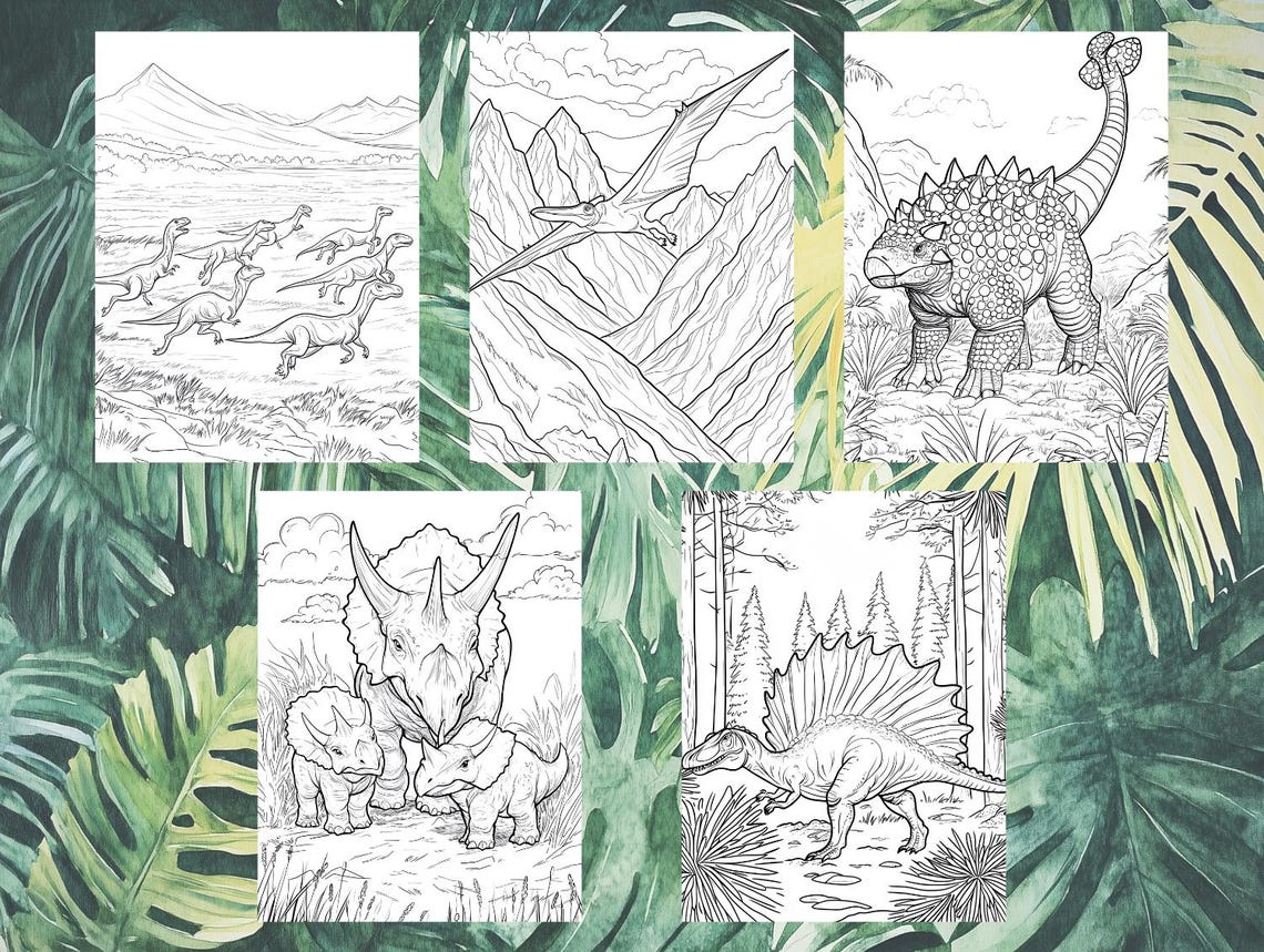 Dynamic Dinosaurs Coloring Book: 10 High-quality Printable Pages - Etsy