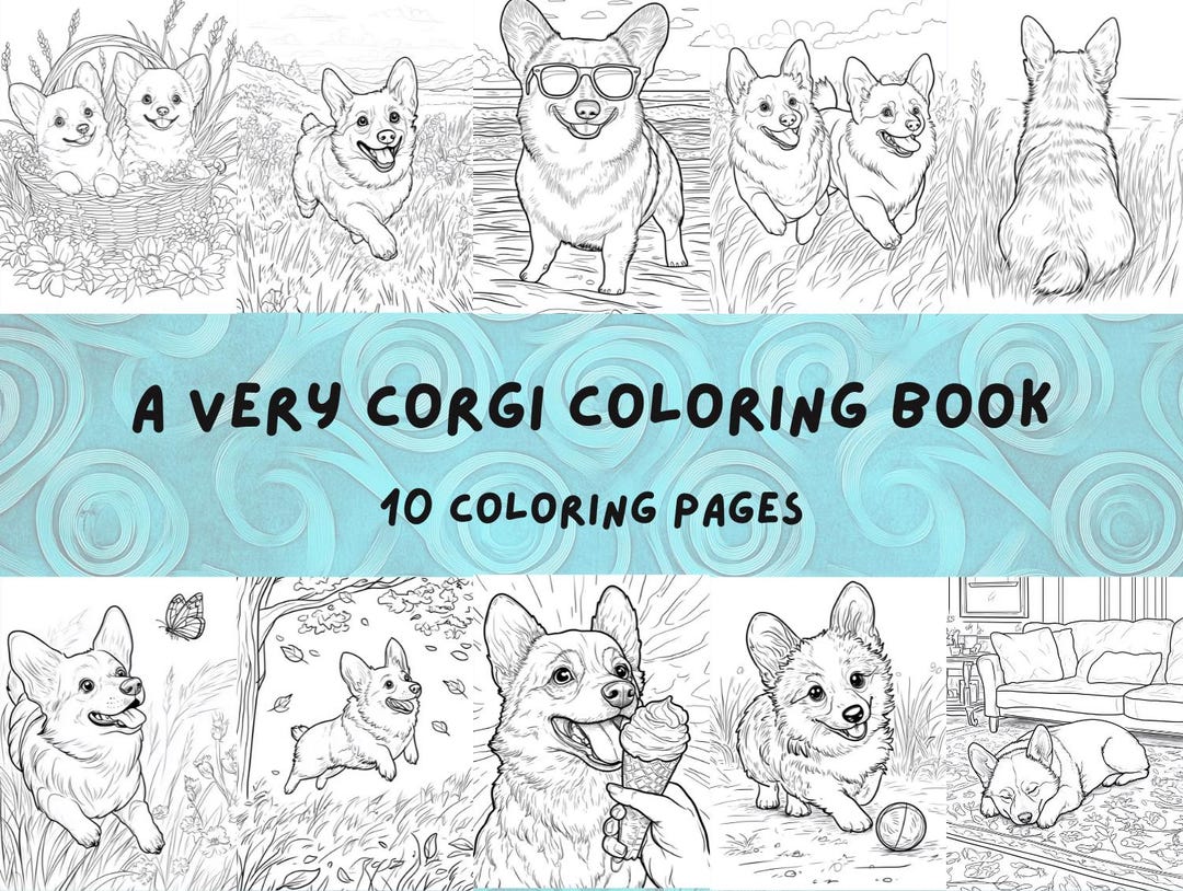 A Very Corgi Coloring Book: 10 Printable Pages - Etsy