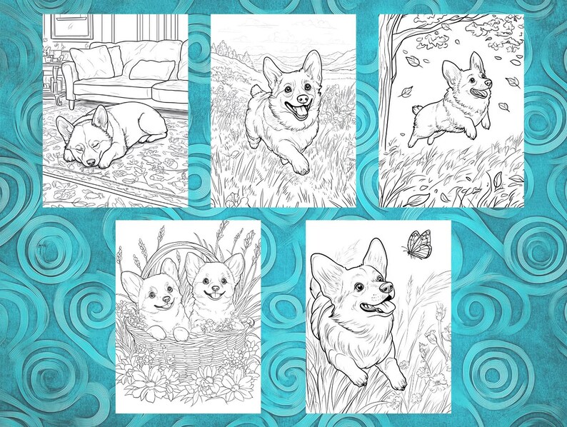 A Very Corgi Coloring Book: 10 Printable Pages - Etsy