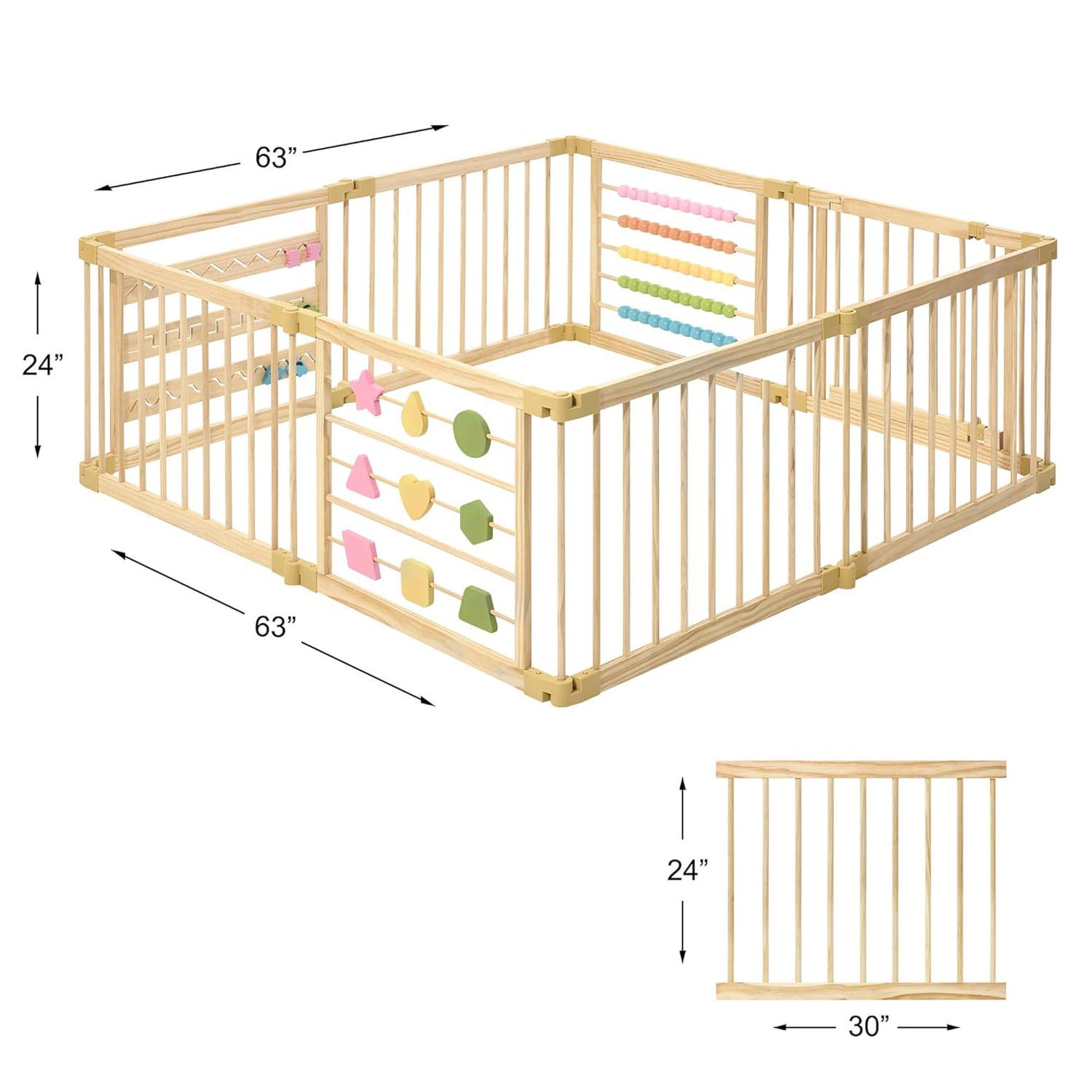 Extra Large Wooden Playpen: Foldable Pine Wood Baby Play Fence - Etsy