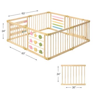 Extra Large Wooden Playpen: Foldable Pine Wood Baby Play Fence - Etsy
