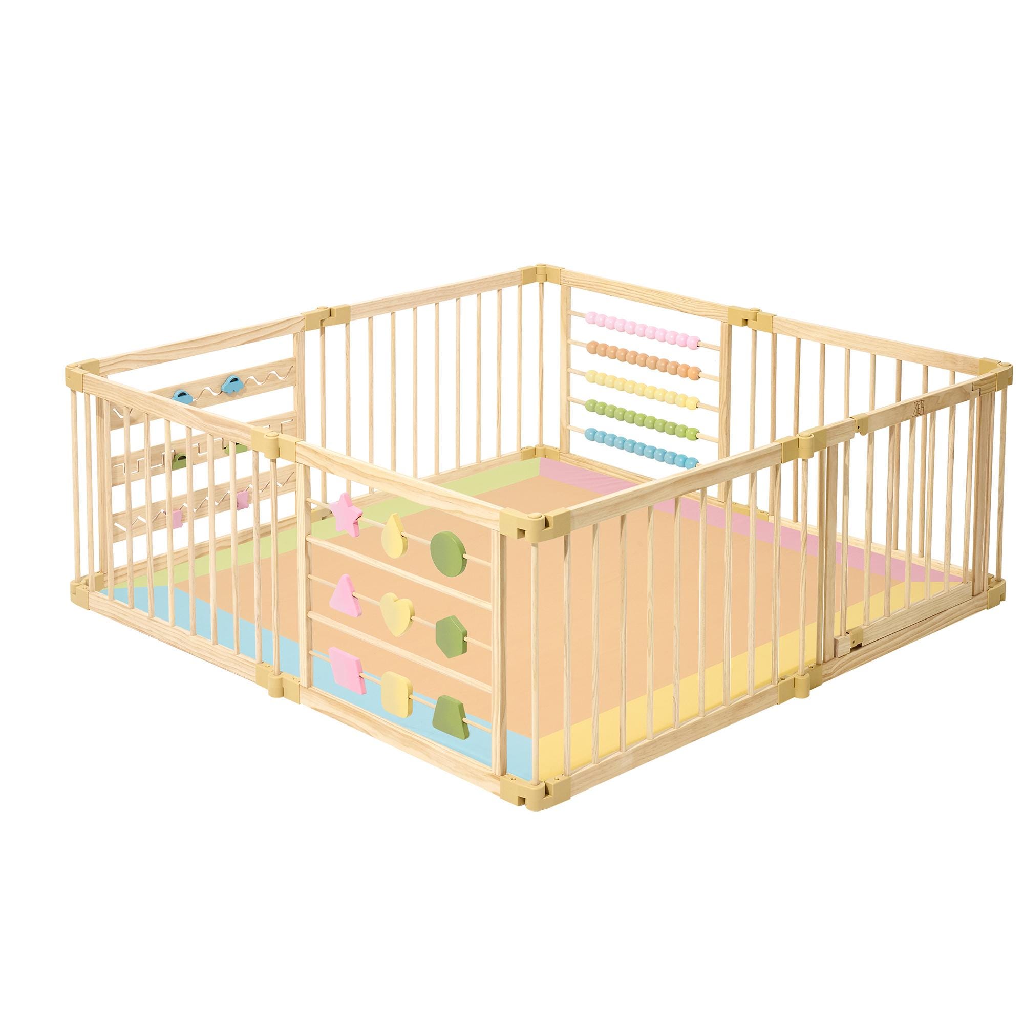 Extra Large Wooden Playpen: Foldable Pine Wood Baby Play Fence - Etsy