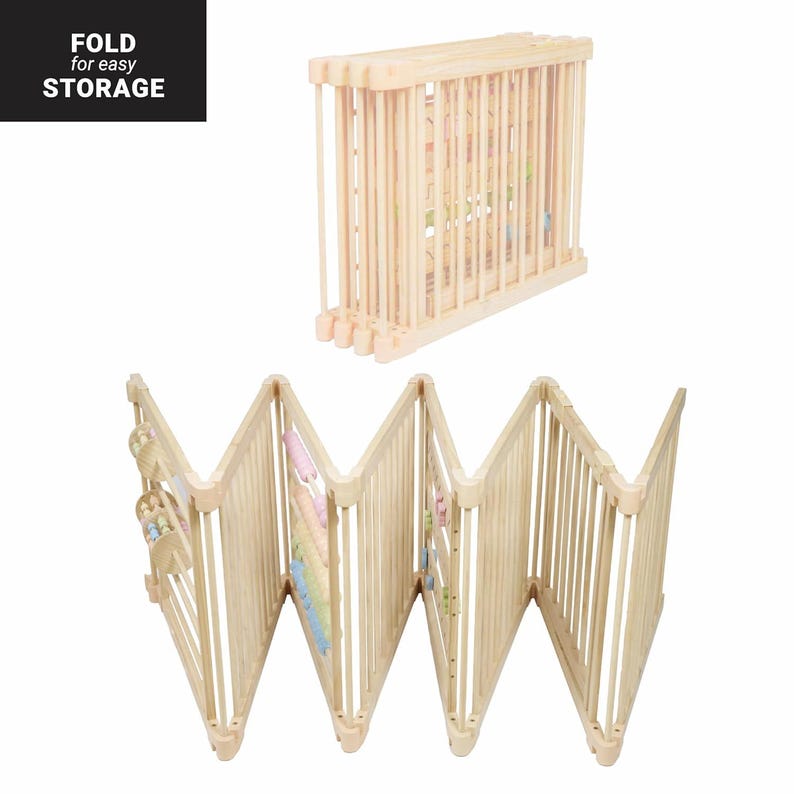 Extra Large Wooden Playpen: Foldable Pine Wood Baby Play Fence - Etsy