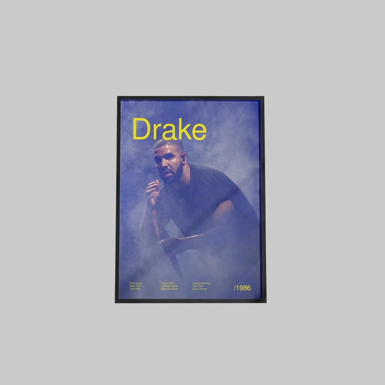 Drake Poster Drake Wallpaper Rap Poster Rapper Wall Art Music Art Print ...