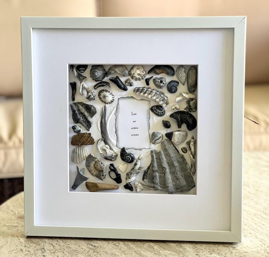 Coastal Shadowbox Art: Shell Mosaic, Driftwood, Ocean Poem - Etsy
