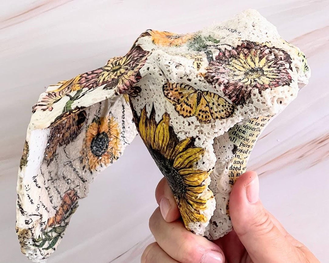 Whelk XL Top Shell Art, Coffee Table Art, Unique, Yellow, Flowers ...