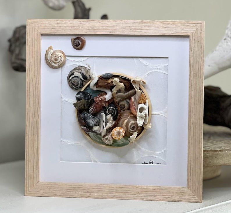 3D Seashell Wall Art, Colorful, Mosaic, Modern, Florida Beach, Ocean ...