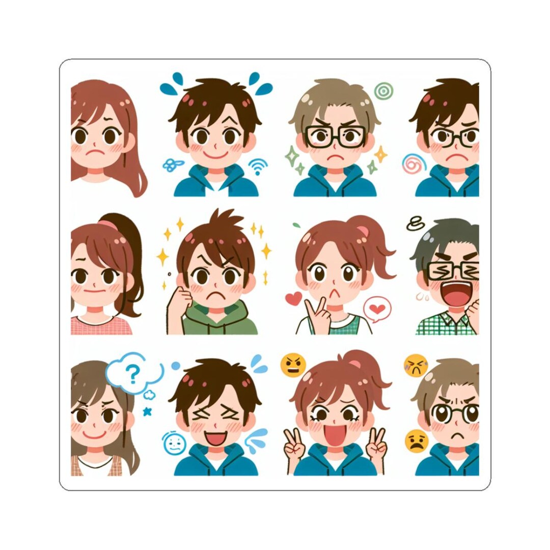 Colorful Emoji Sticker Set, Emoticon Decals for Journals & Planners ...