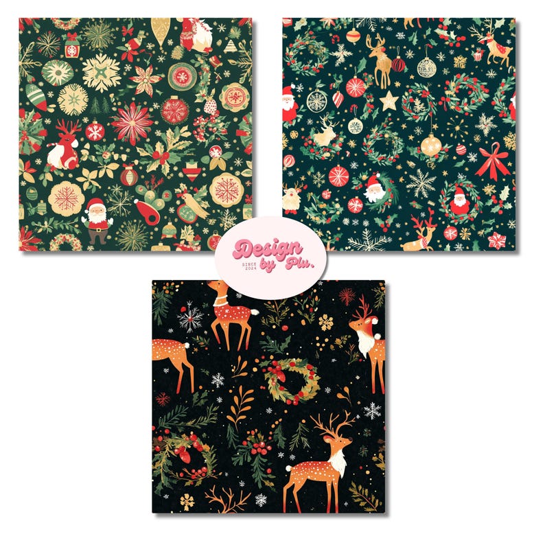 Christmas Wishes Digital Paper Pack – 10 Seamless Holiday Patterns ...