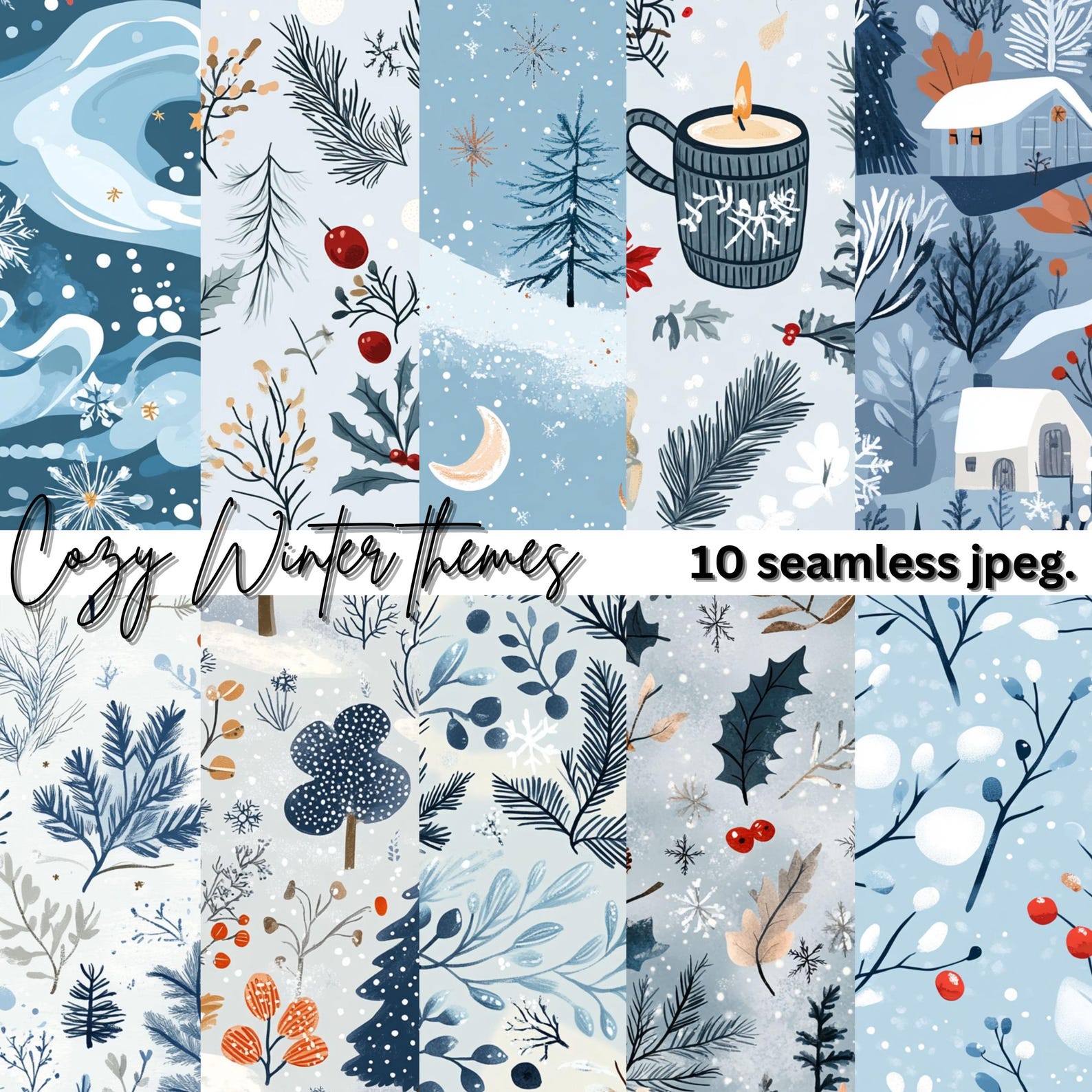 Cozy Winter Themes - Digital Paper Pack - 10 JPEG. - Instant Download ...