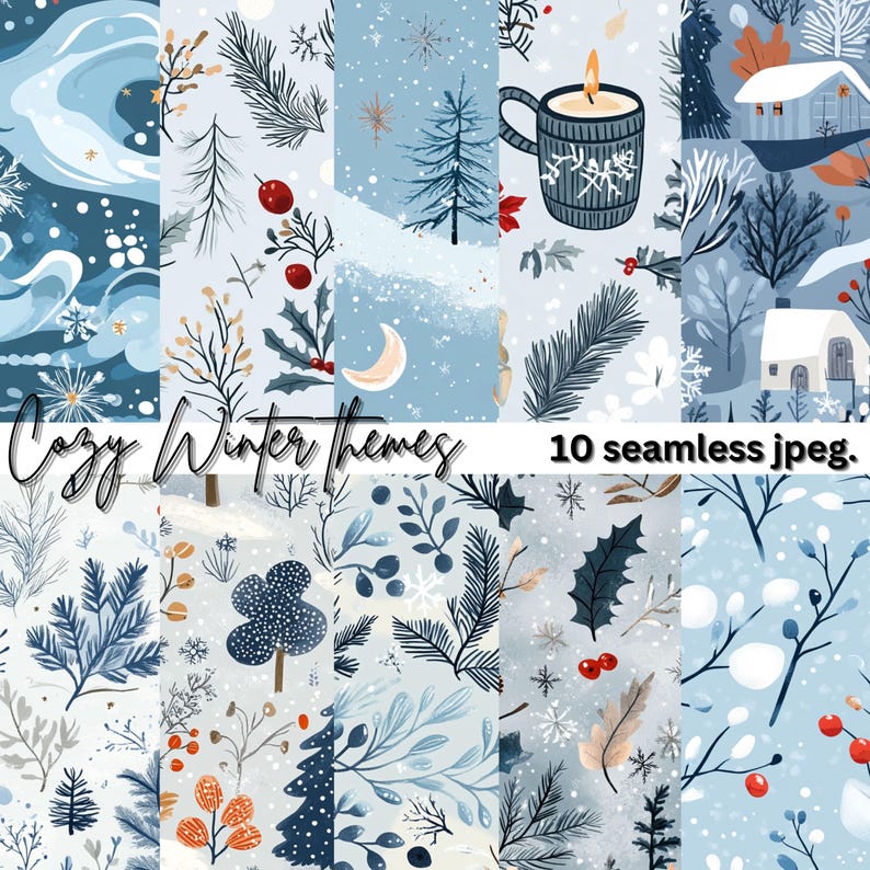 Cozy Winter Themes - Digital Paper Pack - 10 JPEG. - Instant Download ...