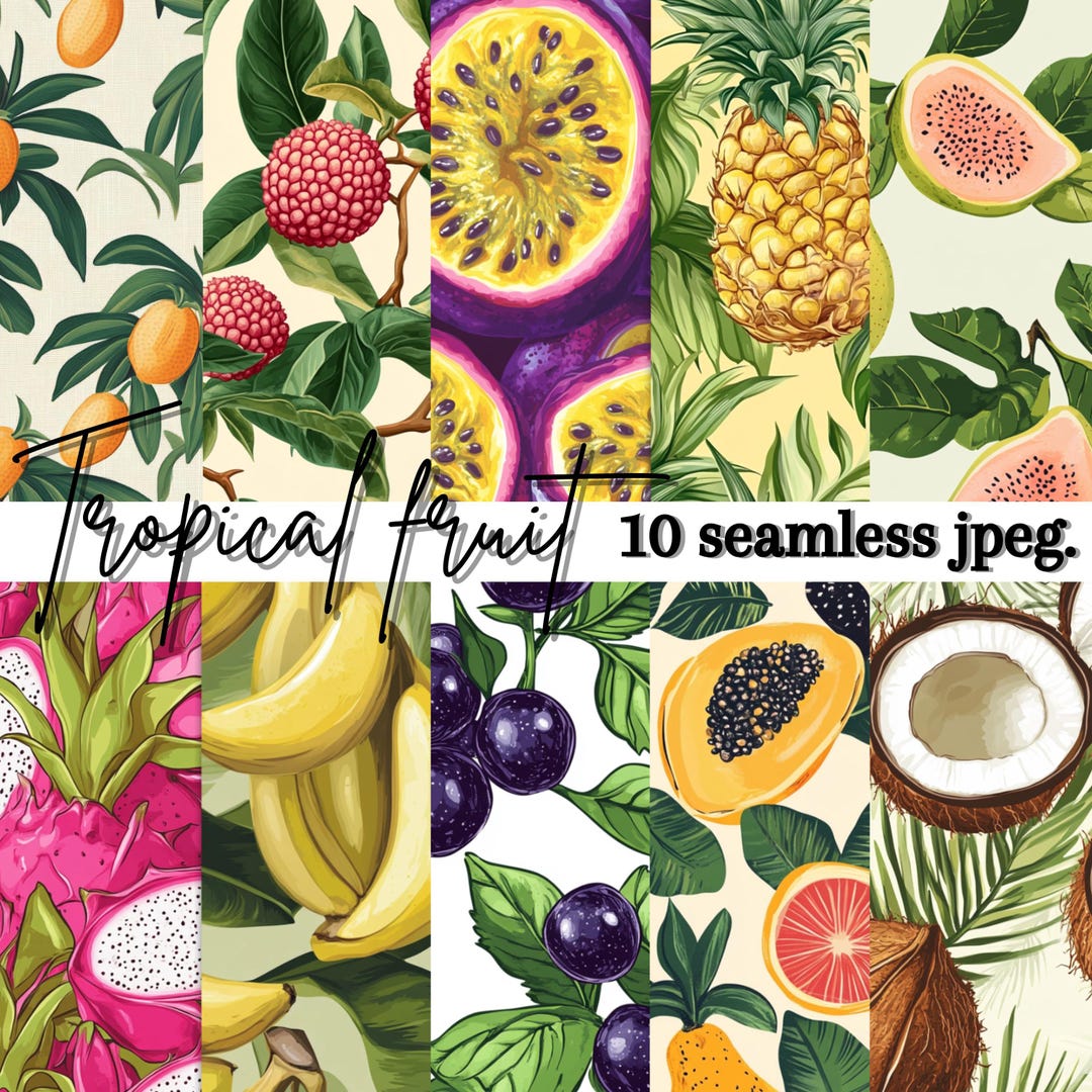 Tropical Fruit Digital Paper – Seamless Summer Patterns (10 JPEG) - Etsy