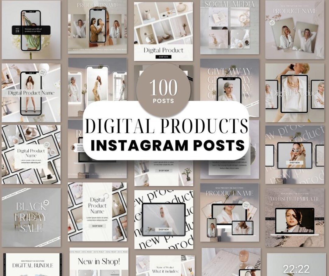 100 Post Digital Products Instagram Post - Etsy