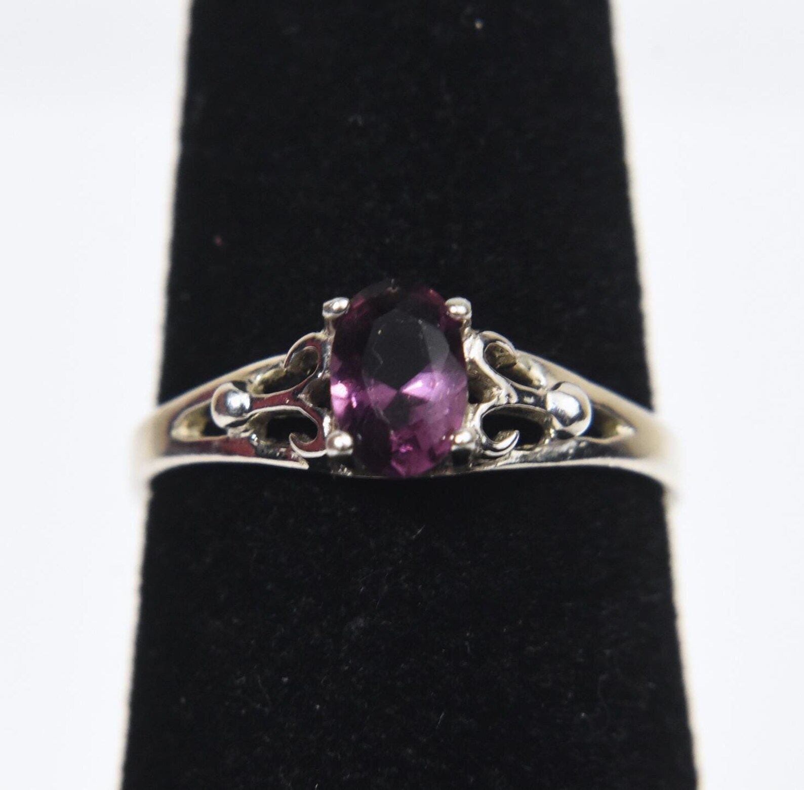 Sterling Silver Expandable Purple Stone Ring - Size 4+ - Etsy