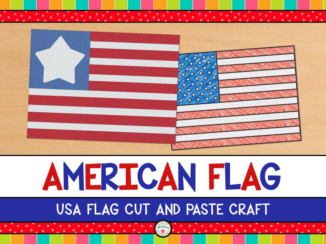 American Flag Craft | Patriotic USA Flag Cut and Paste | American ...