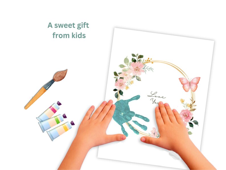 Flower Handprint Art: Sentimental Gift for Grandma (PDF Template) - Etsy