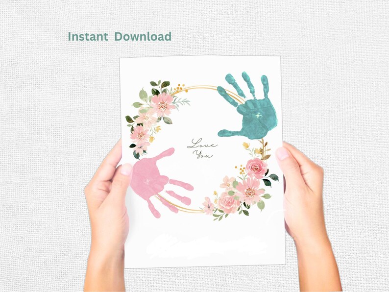 Flower Handprint Art: Sentimental Gift for Grandma (PDF Template) - Etsy