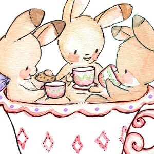 Tea Party in a Teacup - PINK. PRINT 8X10. Children Art Nursery Decor - Etsy