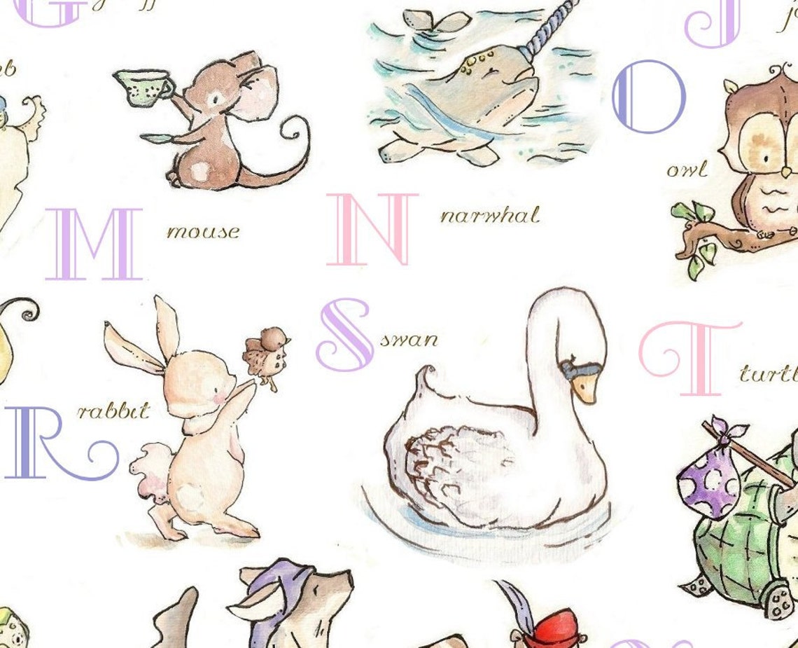 GIRLS Alphabet Chart. PRINT 8X10. Nursery Art Home Decor - Etsy