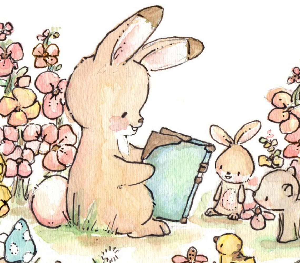 Let's Read a Story. PRINT 8X10. Children Art Nursery Decor - Etsy