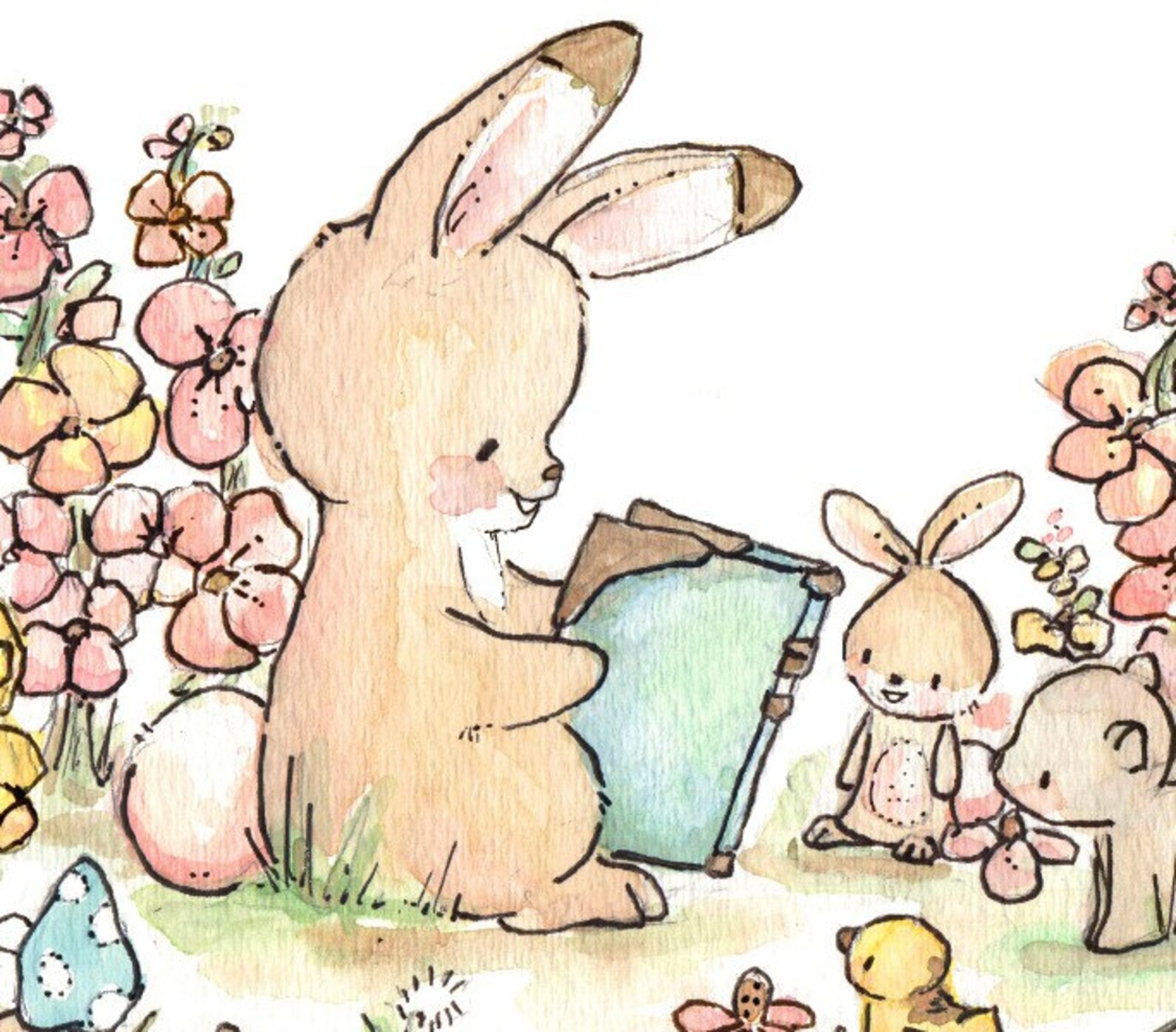 Let's Read a Story. PRINT 8X10. Children Art Nursery Decor - Etsy