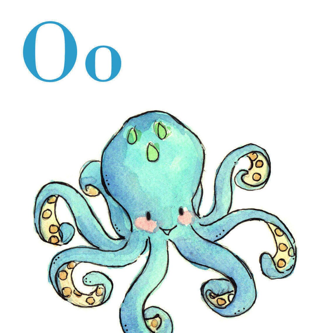 Children Art Print. O is for Octopus. 5X7 PRINT. Nursery Art Home Decor ...