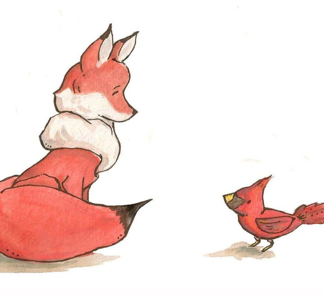 Friends in Red. PRINT. 8X10. Nursery Art Wall Decor - Etsy