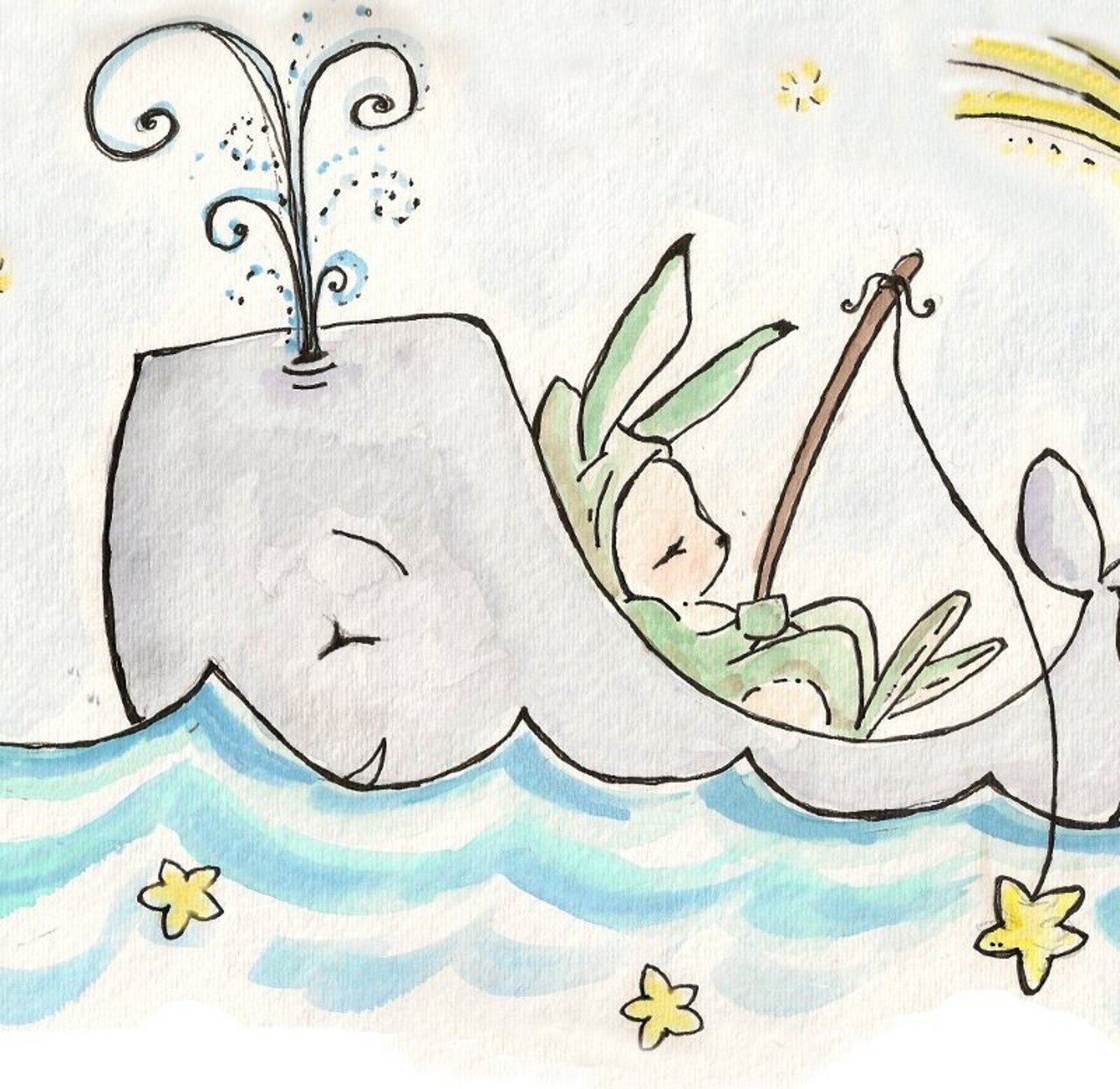 Star Fishing at Sea. PRINT. 8X10. Nursery Art Wall Decor - Etsy