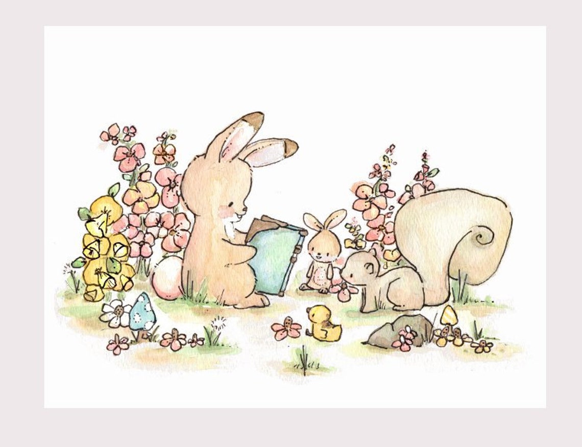 Let's Read a Story. PRINT 8X10. Children Art Nursery Decor - Etsy