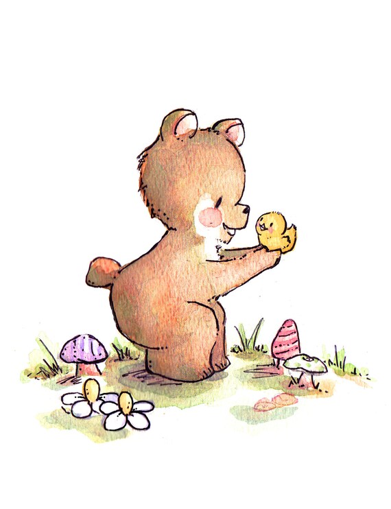 Children Art Print. HELLO LITTLE CHICK. 8X10. Nursery Art Home | Etsy