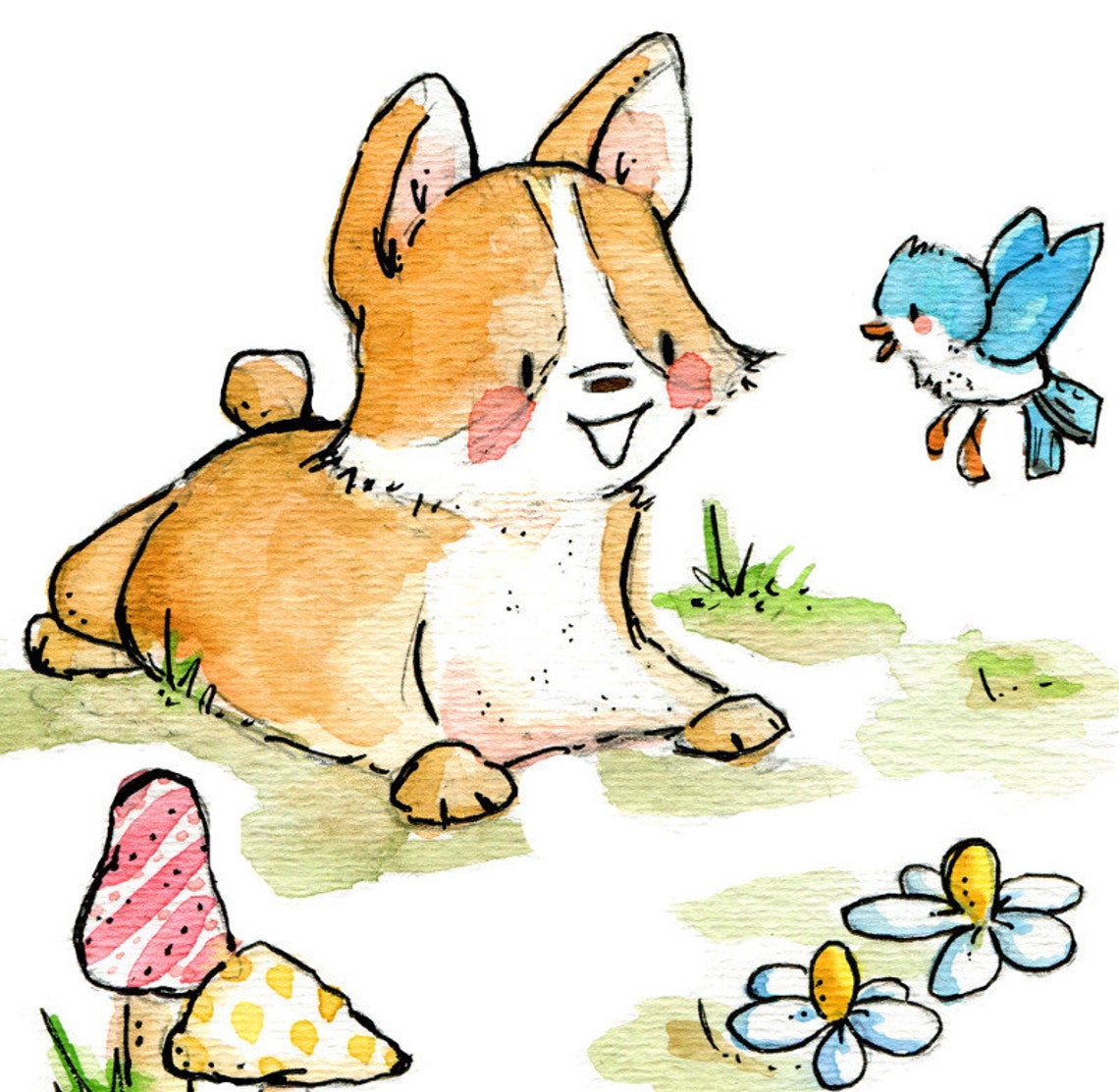 Children Art Print. HELLO CORGI. 8X10. Nursery Art Home Decor - Etsy