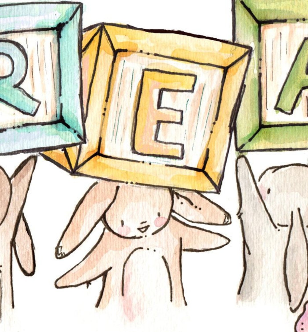 Children Art Print. Vintage "read" Blocks. Print 8X10. Nursery Art Home ...
