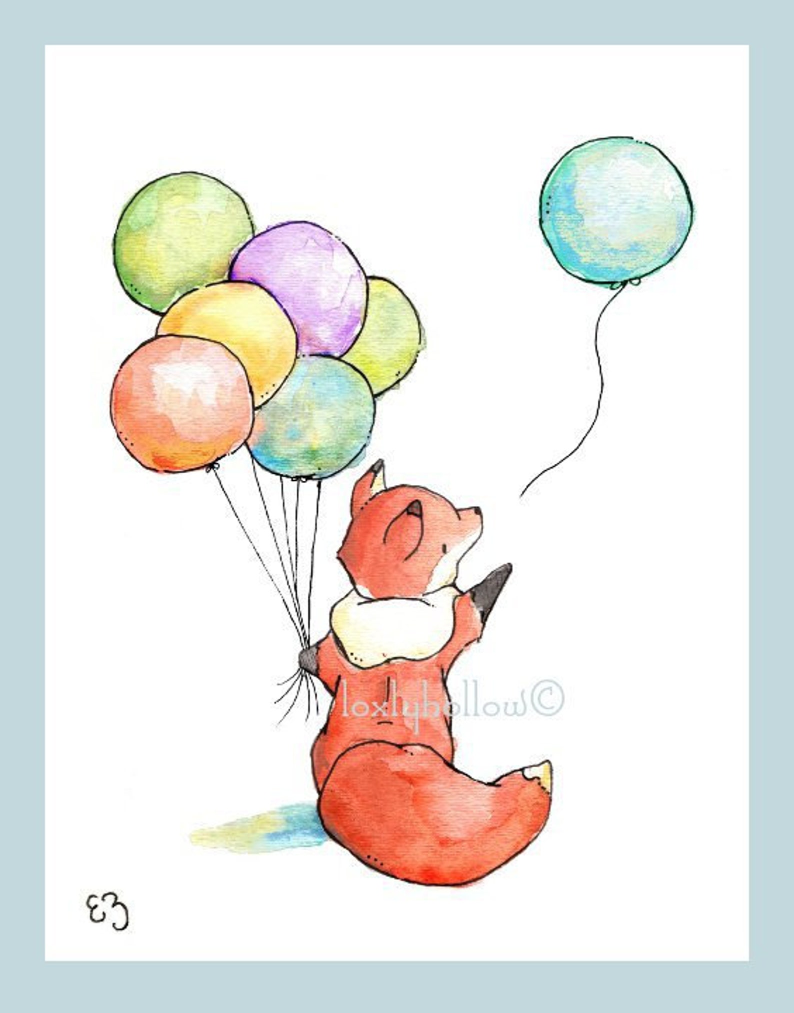 Children Art Print. Fox Says Goodbye. PRINT 8X10. Nursery Art Home ...