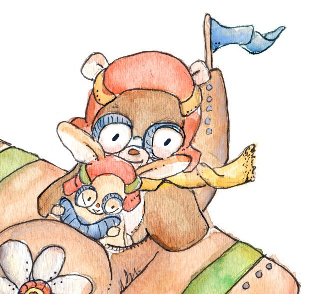 Children Art Print. FLYING FRIENDS. 8X10 Print. Nursery Art Wall Decor ...