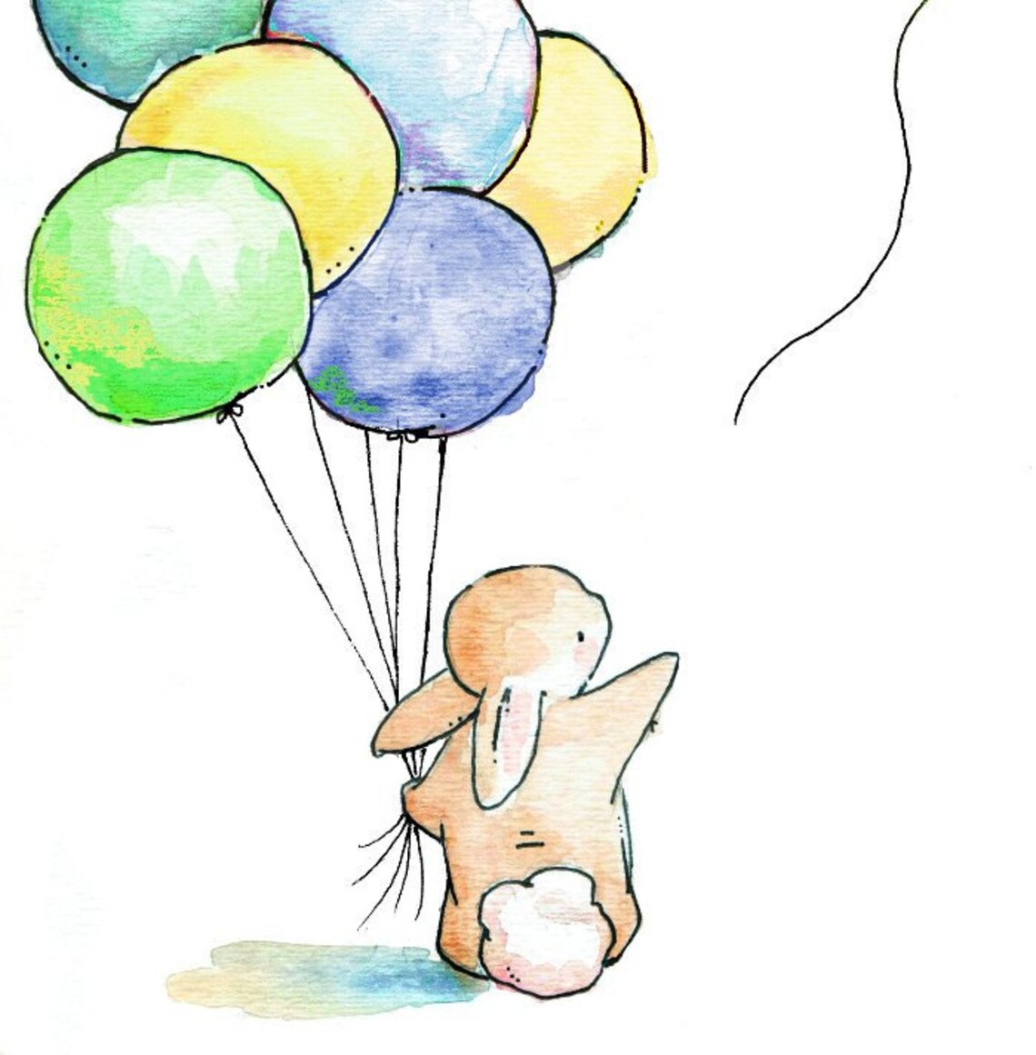 Children Art Print. BOYS Goodbye Balloon. PRINT 8X10. Nursery Art Home ...