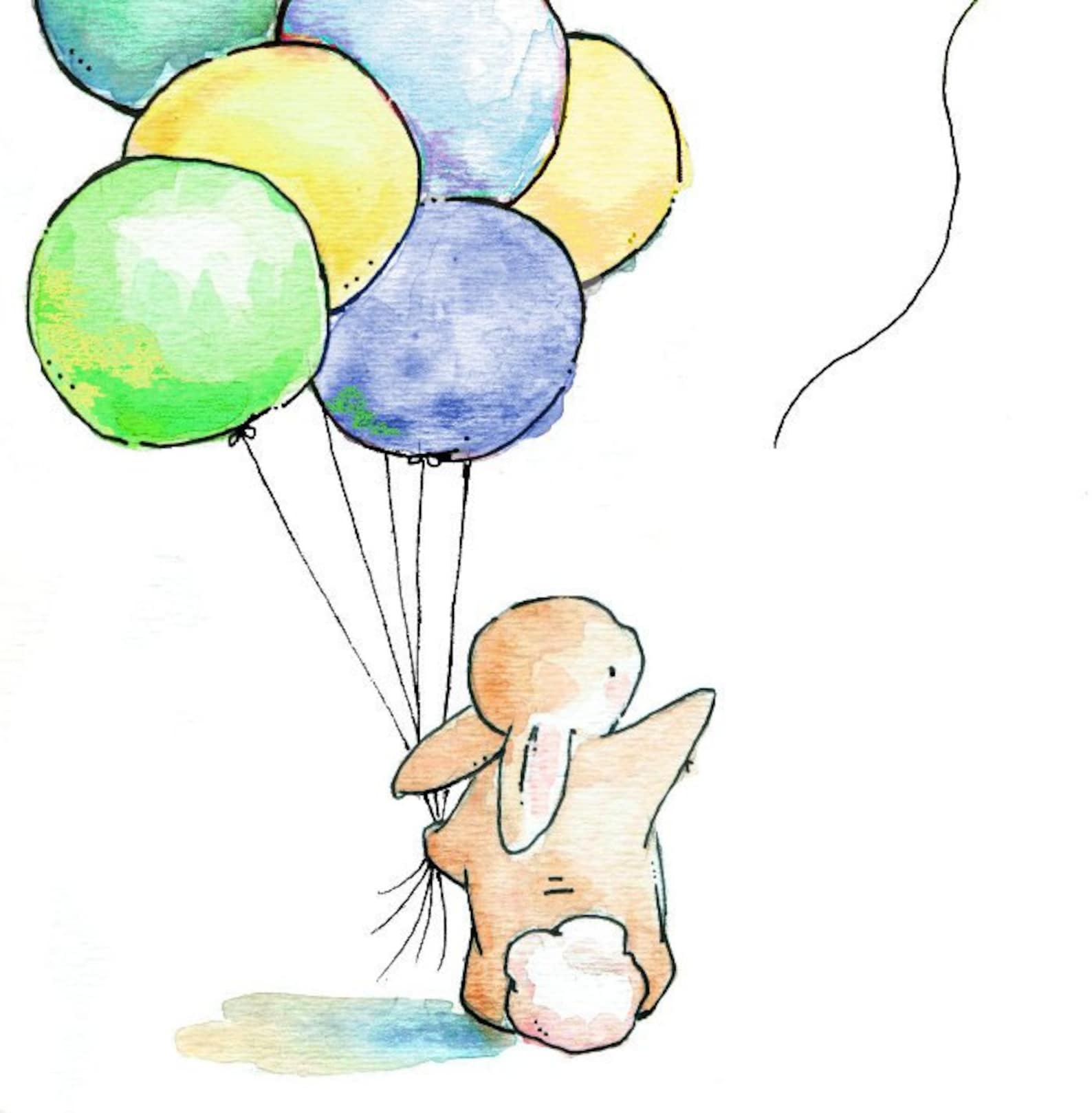 Children Art Print. BOYS Goodbye Balloon. PRINT 8X10. Nursery Art Home ...