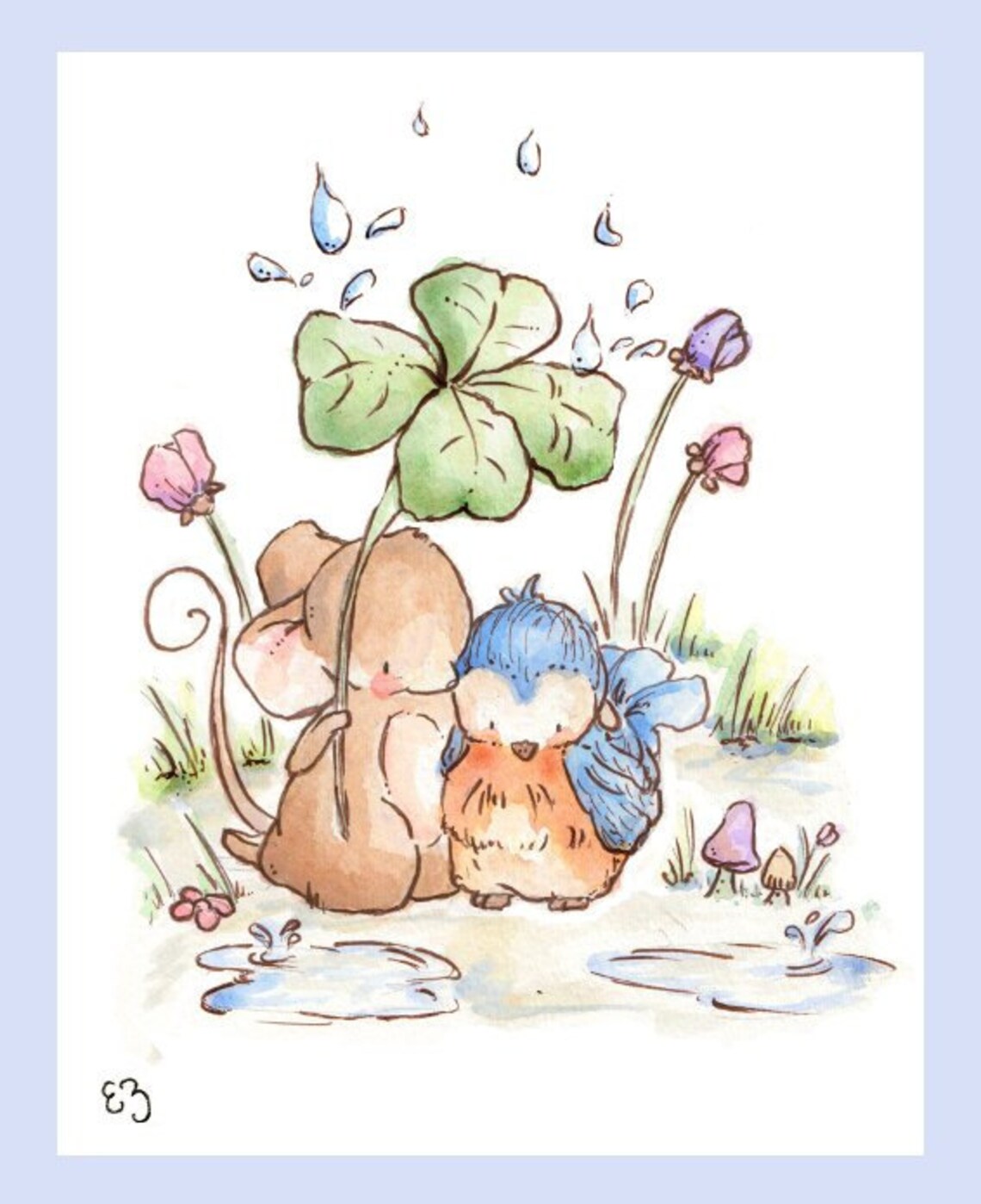 Children Art Print. Mouse and His Bird. PRINT 8x10.nursery Art Home ...
