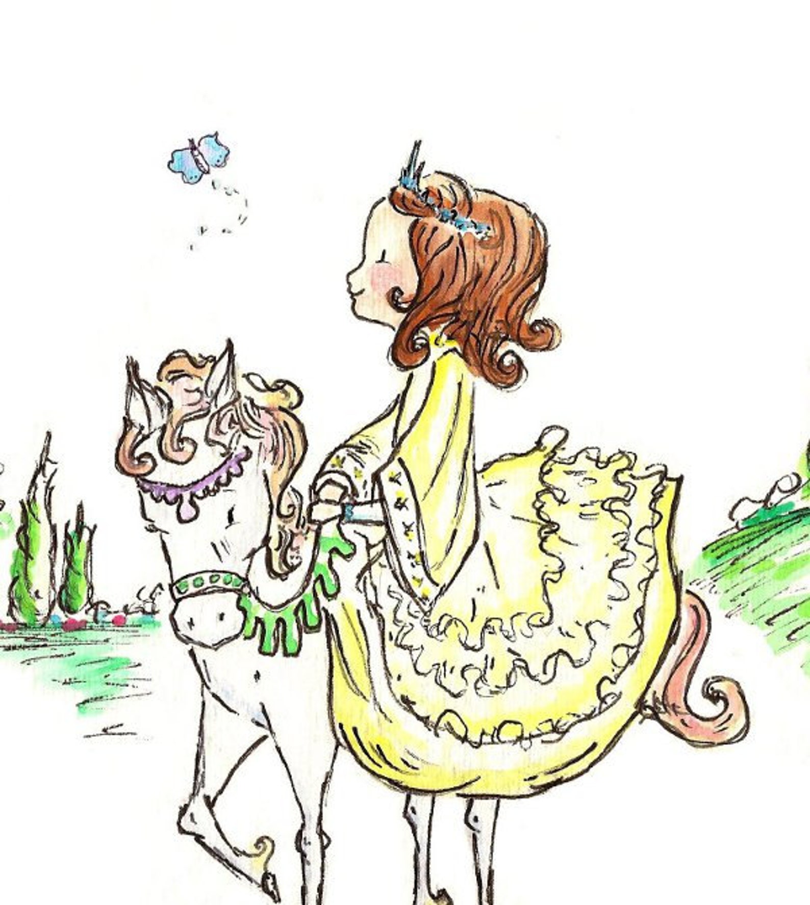 A Princess and Her Pony. PRINT 8X10. Nursery Art Home Decor - Etsy