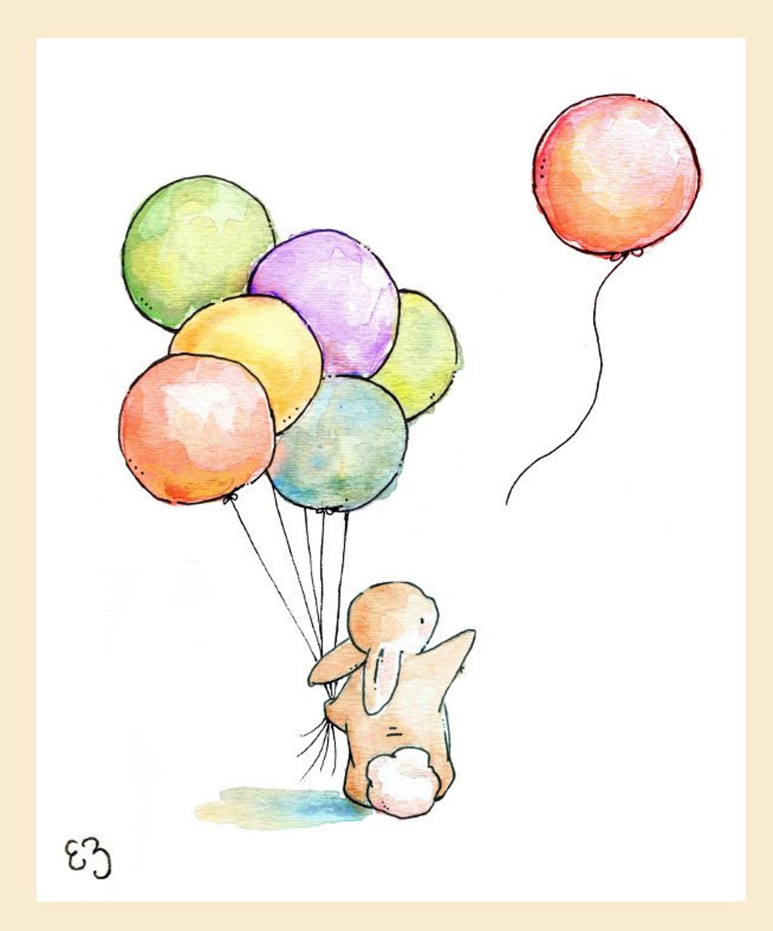 Children Art Print. Goodbye Balloon. PRINT 8X10. Nursery Art Home Decor ...