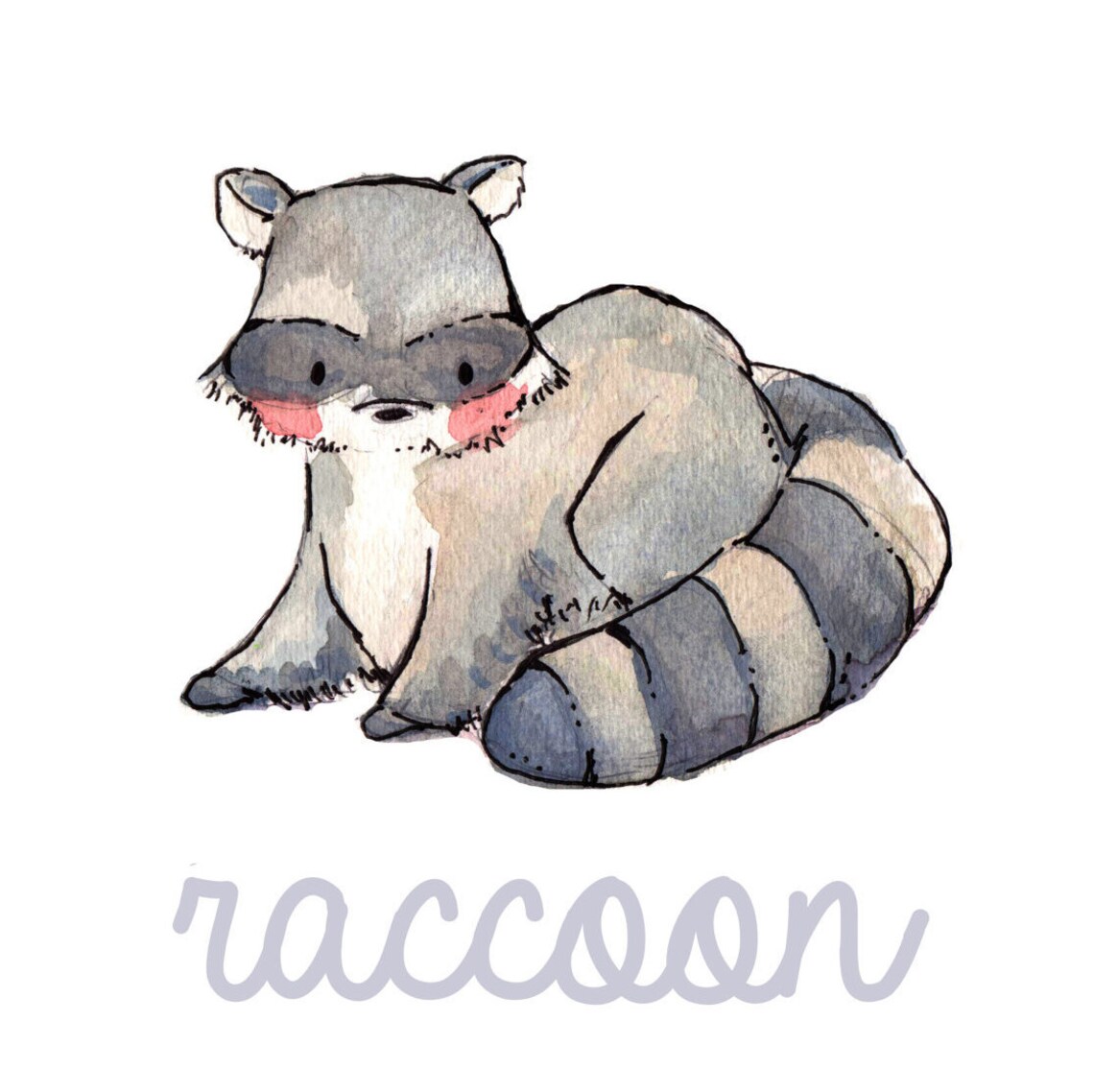 Children Art Print. R is for Raccoon. 8X10 PRINT. Nursery Art Home ...
