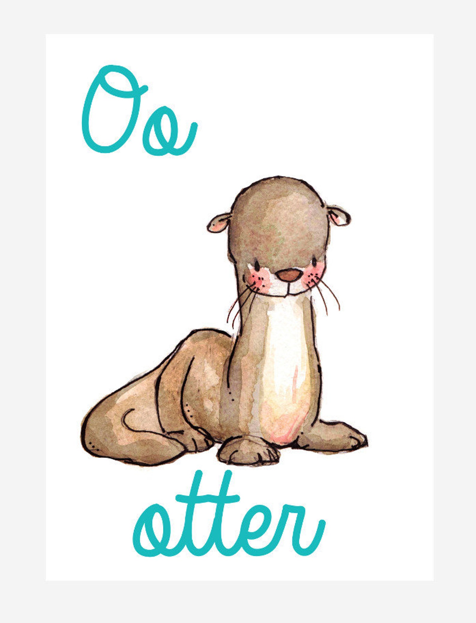 Children Art Print. O is for Otter. 8X10 PRINT. Nursery Art Home Decor ...