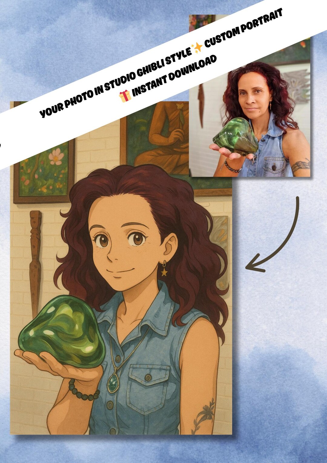 Custom Studio Ghibli Style Portrait • Digital Cartoon Avatar ...