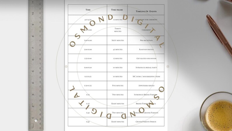 MC Wedding Timeline Template Digital Download - Etsy