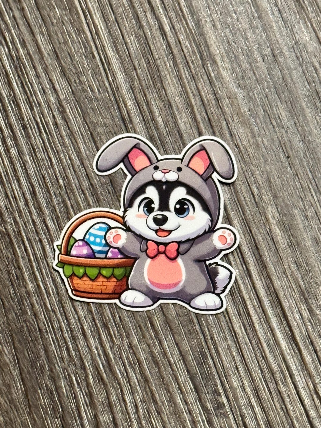Cute Husky in Bunny Outfit | Siberian Husky Sticker | Dog Sticker ...