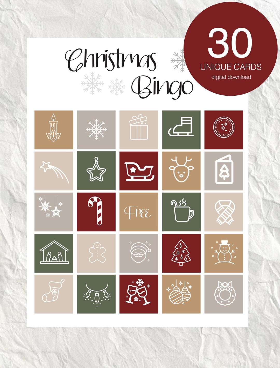 Christmas Bingo: 30 Unique Cards for Endless Fun and Joy - Etsy