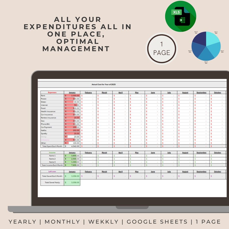Easy Plug & Play | Budget | Spreadsheet for Excel | Google Sheets | All ...