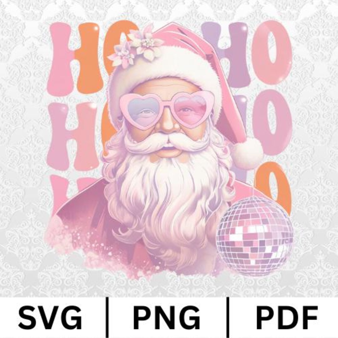 Retro Pink Santa SVG, Disco Ball Christmas Print (digital Download) - Etsy