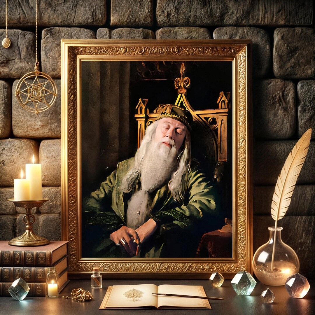 Headmaster Albus Sleeping Poster Wizard School Magic Wall Art Print ...