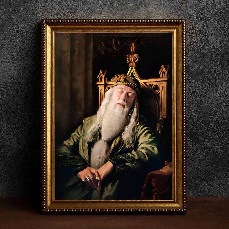Headmaster Albus Sleeping Poster Wizard School Magic Wall Art Print ...